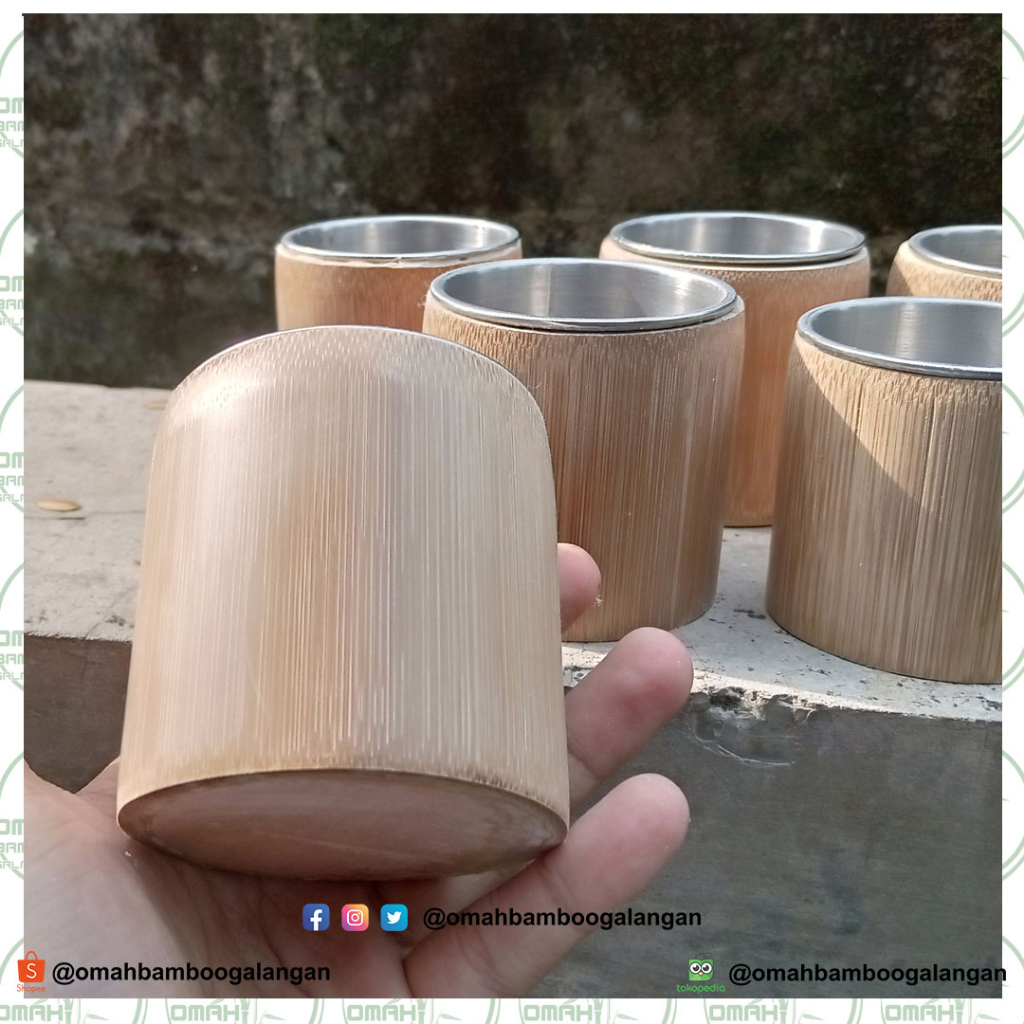 Jual Gelas Mug Bambu Stainless Kapasitas Mungil Tanpa Gagang Gelas Mug ...