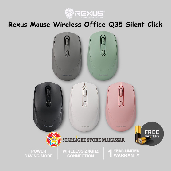 Jual Rexus Mouse Wireless Office Q35 Silent Click | Shopee Indonesia