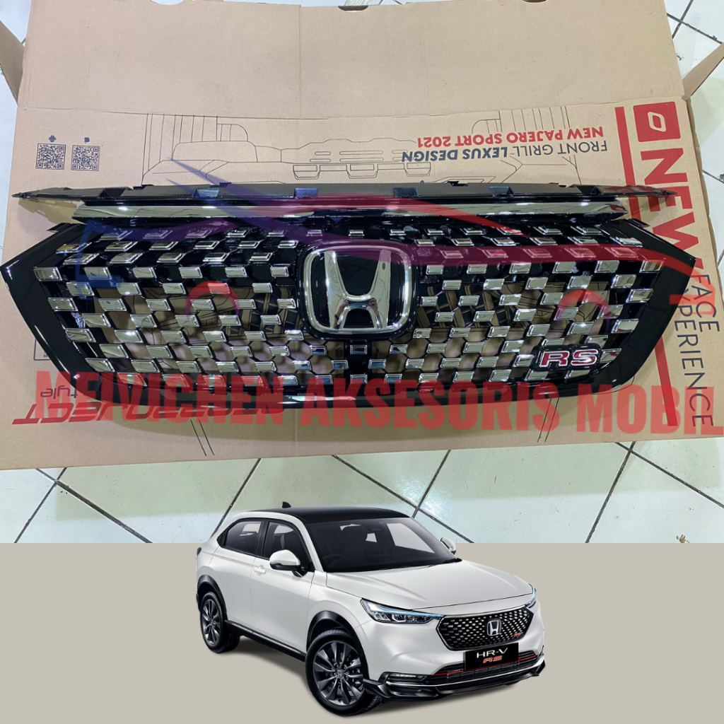 Jual GRILL DEPAN MOBIL HONDA ALL NEW HRV 2022 TYPE RS DESIGN BLACK ...
