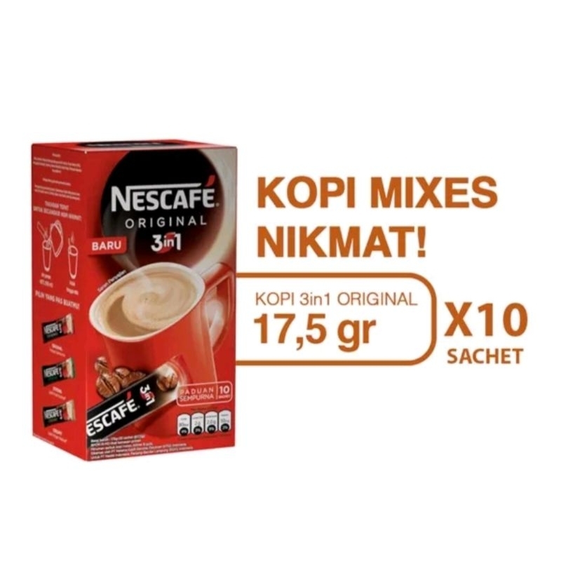 Jual kopi Nescafe Original 3in1 10 sachet x17,5 gram | Shopee Indonesia