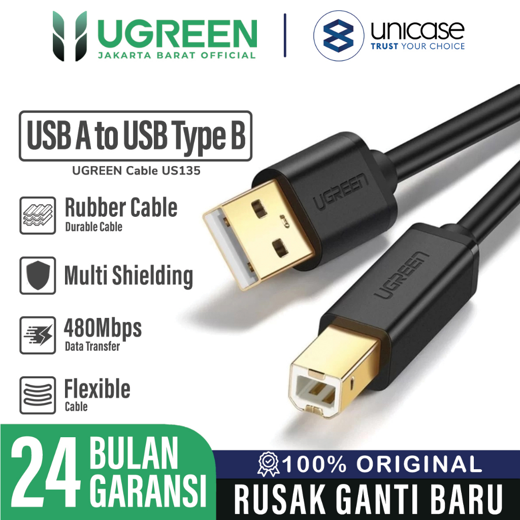 Jual Cable Data USB A Male to USB B 2.0 Male UGREEN Scanner Printer ...