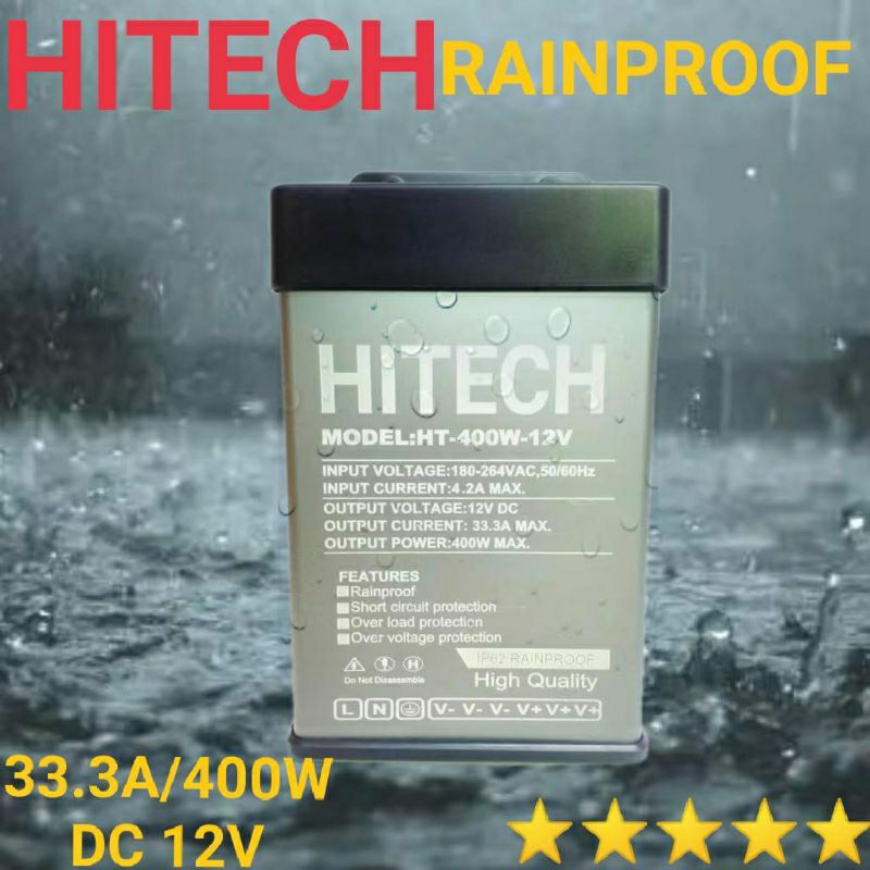 Jual POWER SUPPLY HITECH RAINPROOF OUTDOOR 33.3A 400W DC 12V | Shopee ...