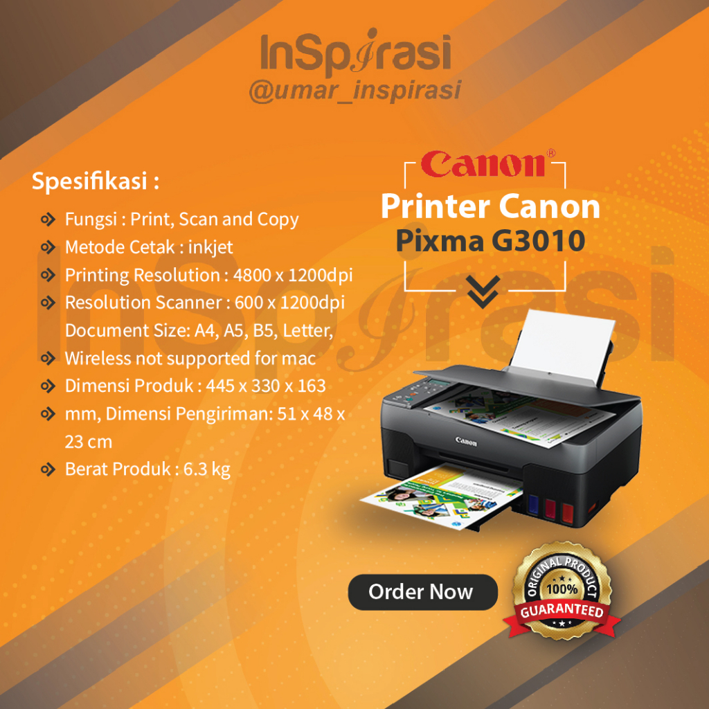 Jual Printer Canon Pixma G3010 | Shopee Indonesia