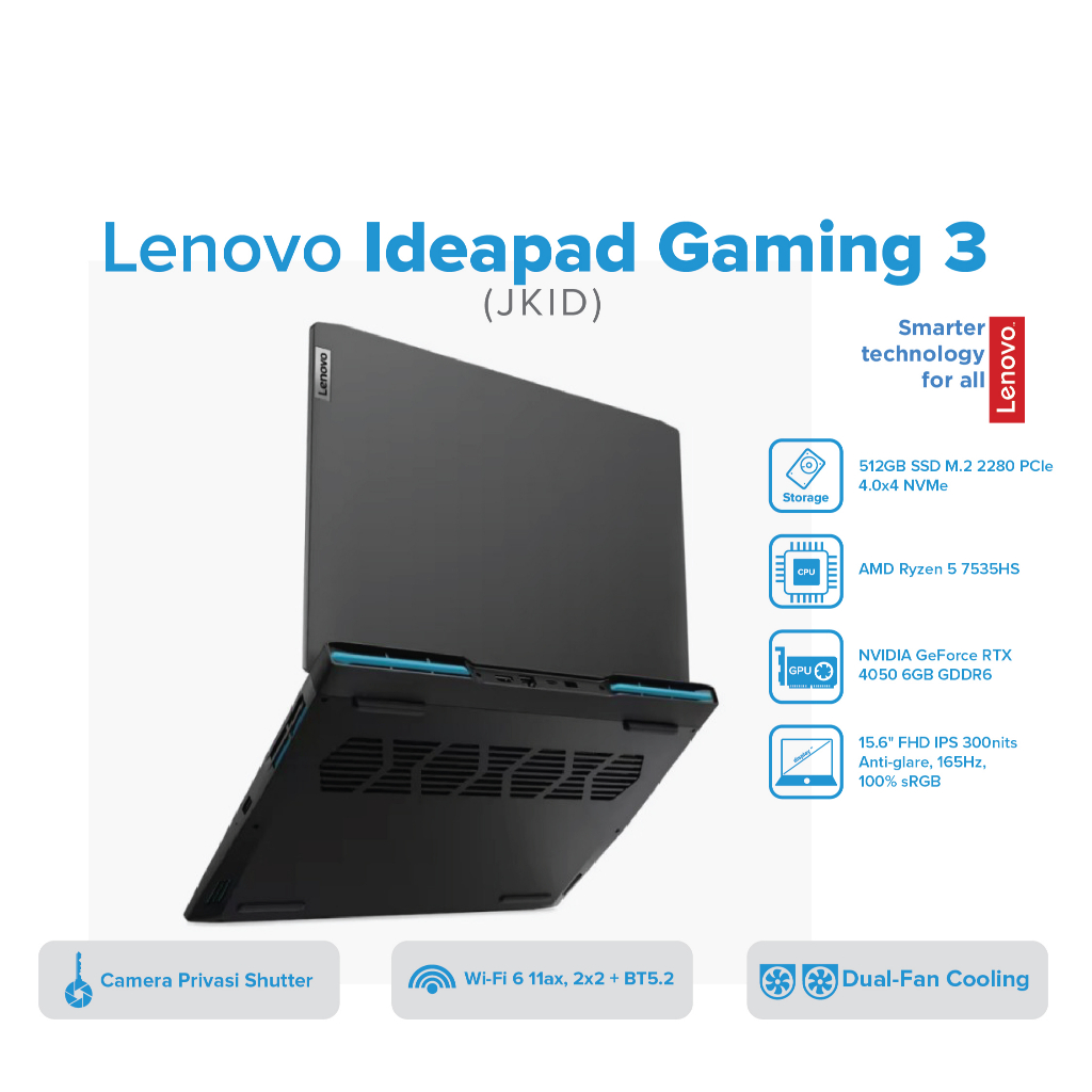 Jual Lenovo IdeaPad Gaming 3 JKID R5 7535HS 8GB 512SSD RTX4050 6GB W11 ...
