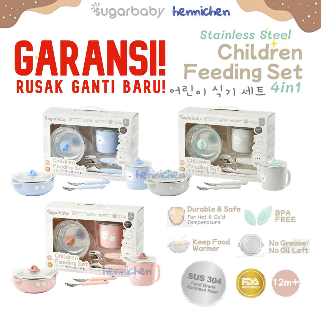 Jual Sugar Baby Stainless Steel Children Feeding Set 4in1/ Set Alat ...