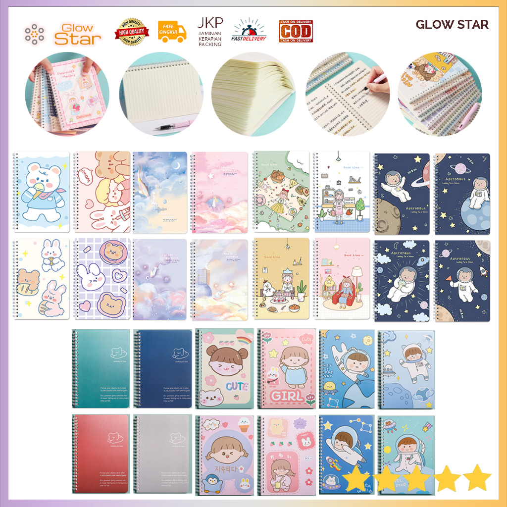 Jual BSP 1 PCS / 1 Buku Spiral motif lucu A5 / B5 tulis bergaris kuliah ...