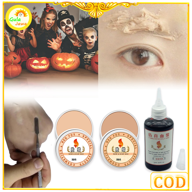 Jual Halloween Scar wax makeup+Darah palsu /scarwax / professional nose ...