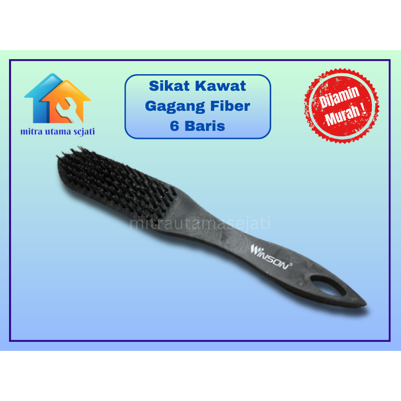 Jual Sikat Kawat Gagang Fiber 5 6 Baris Sikat Kawat Sikat Besi HITAM ...