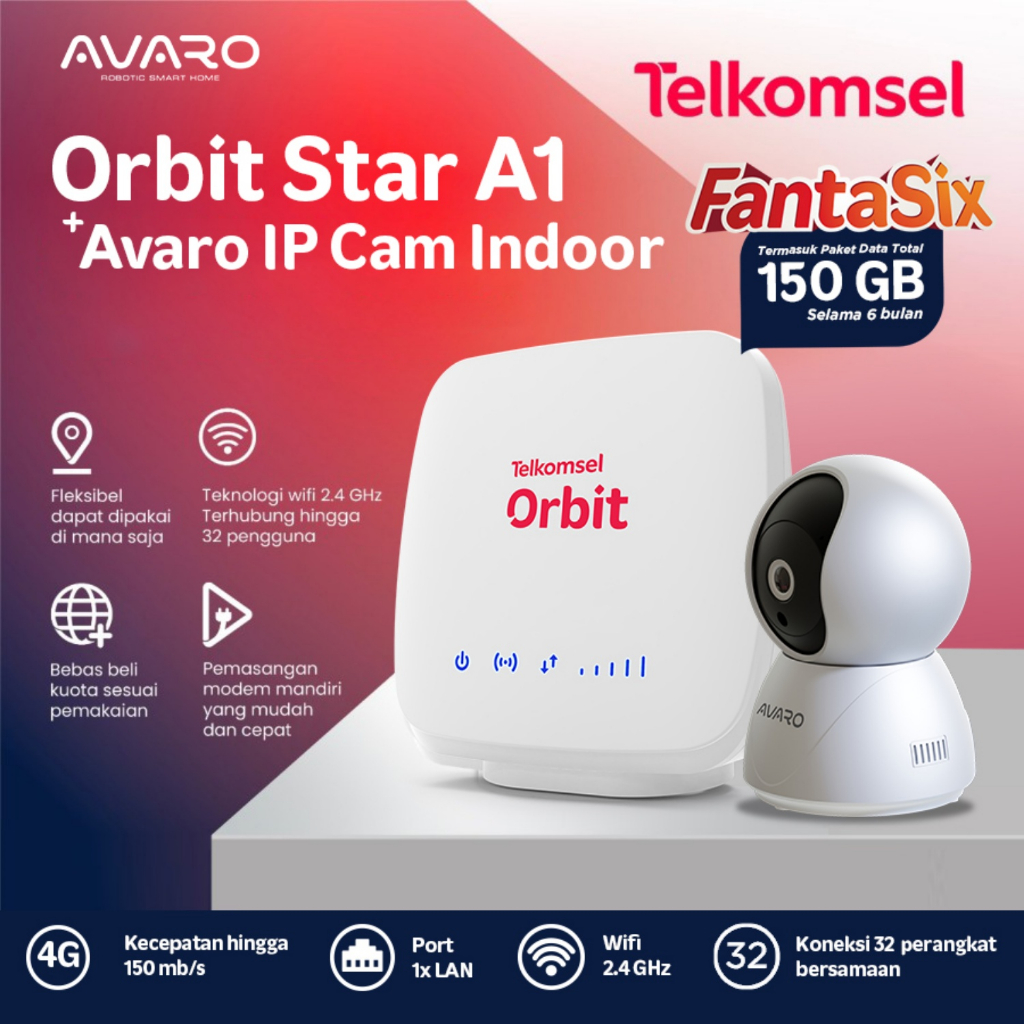 Jual Avaro Smart CCTV Indoor PTZ LAN IP Camera IOT & Telkomsel Orbit Star A1 | Shopee Indonesia