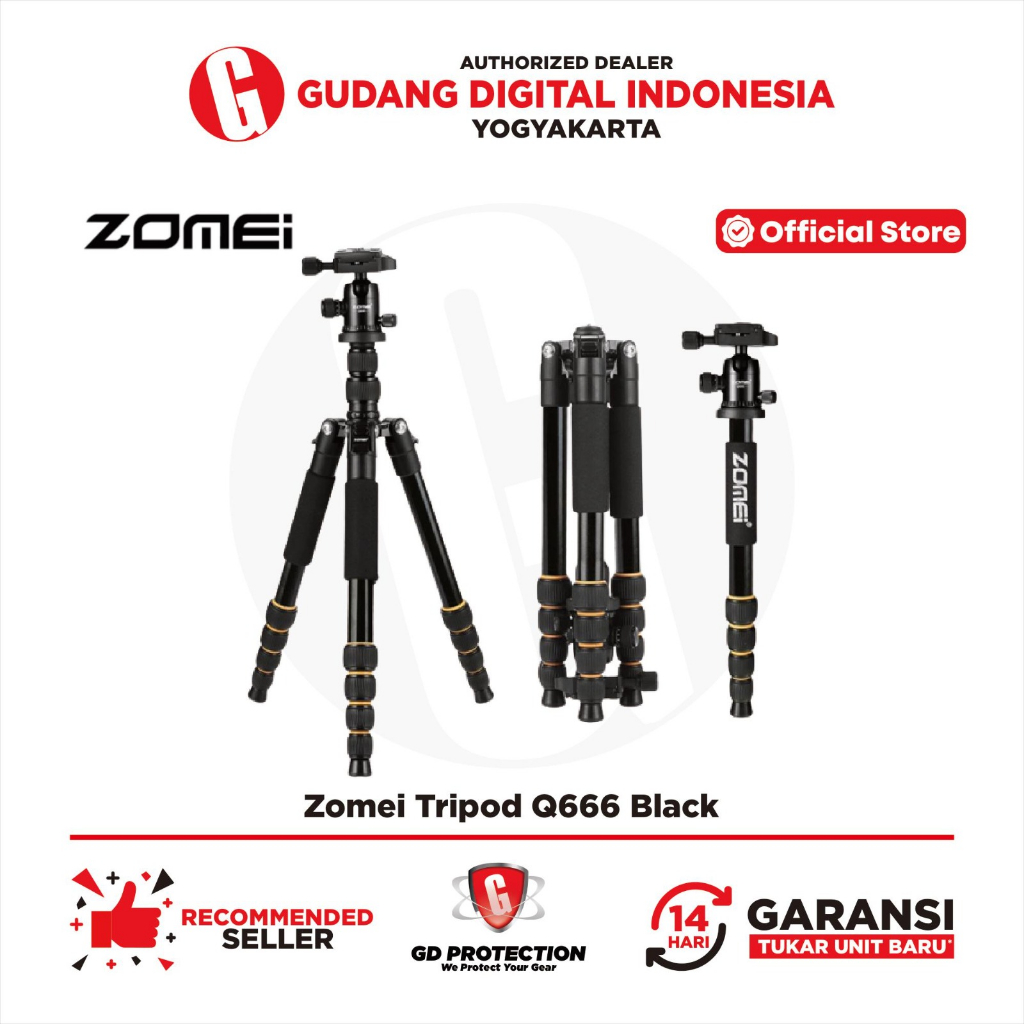 Jual ZOMEI Q666 Proline Tripod with Ball Head for Cameras | Shopee ...
