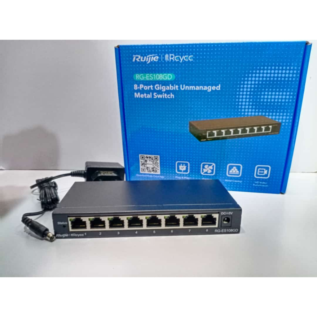 Jual SWITCH HUB RUIJIE RG-ES108GD 8 PORT GIGABIT UNMANAGED METAL SWITCH ...