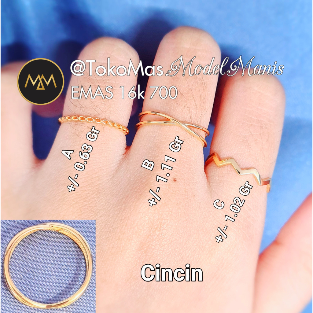Jual Cincin Stack Ring Infinity - Cross X - Zig-Zag Emas Kuning 700 ...