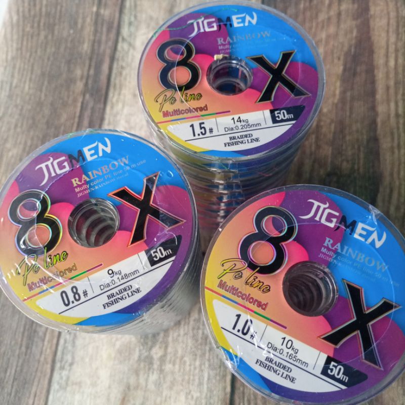 Jual Senar PE JIGMEN Rainbow X8 50m (connecting) | Shopee Indonesia