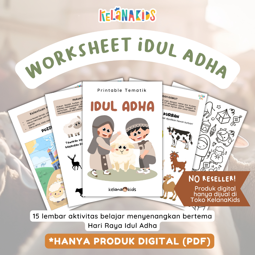 Jual Worksheet Idul Adha, 15 Lembar Belajar Tema Hari Raya Kurban ...
