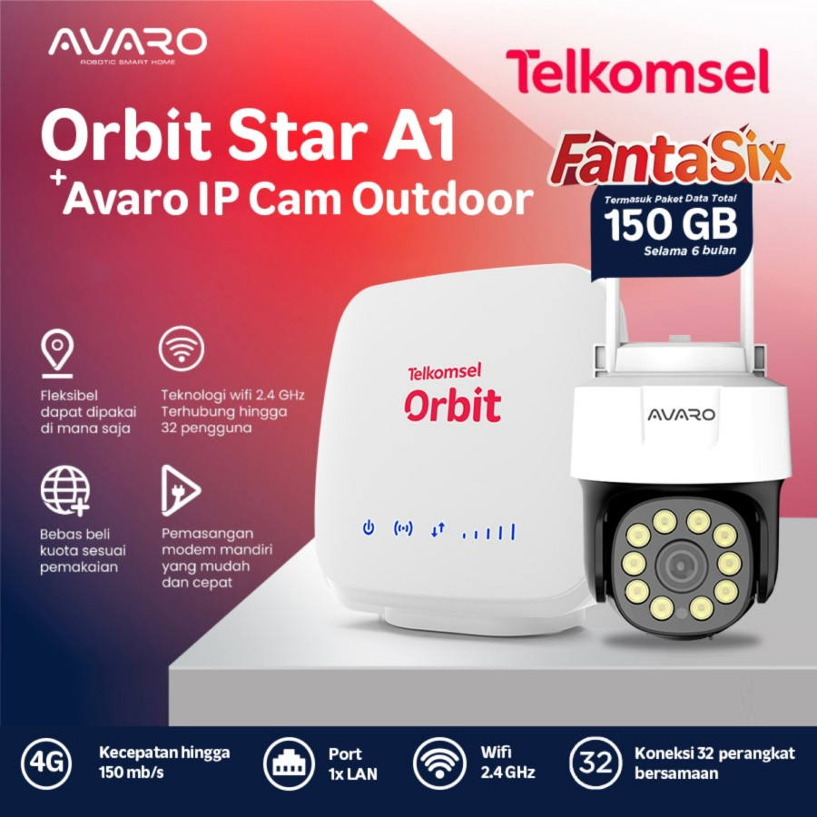 Jual AVARO Smart WIFI IP Camera CCTV Outdoor CT02 & Telkomsel Orbit Star A1 | Shopee Indonesia