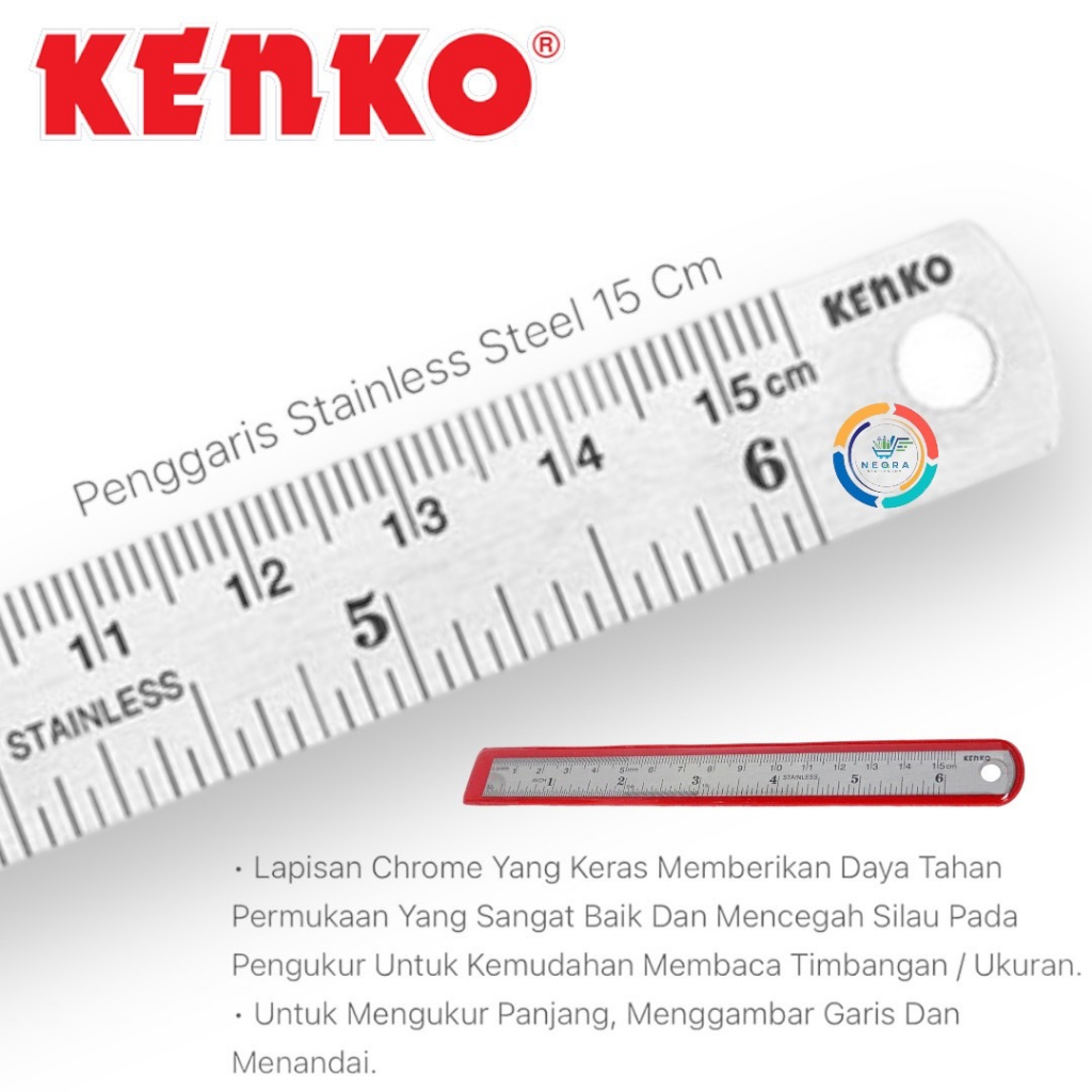Jual KENKO STAINLESS STEEL RULER / PENGGARIS 15 CM | Shopee Indonesia