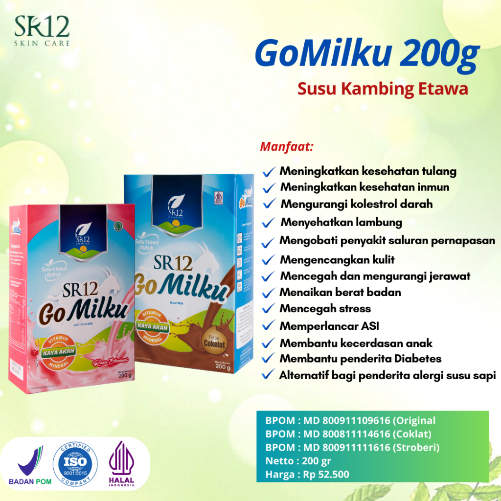 Jual Susu Kambing SR12 Gomilku 200gr Go Milku Susu Bubuk Etawa Halal ...