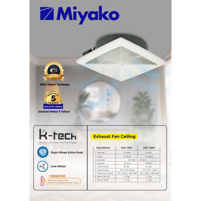 Jual Miyako Exhaust Fan Ceiling KEC-0801 - Kipas Angin Hisap 8 inch | Shopee Indonesia