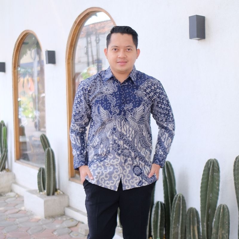 Jual Batik vijai navy katun halus full furing | Shopee Indonesia