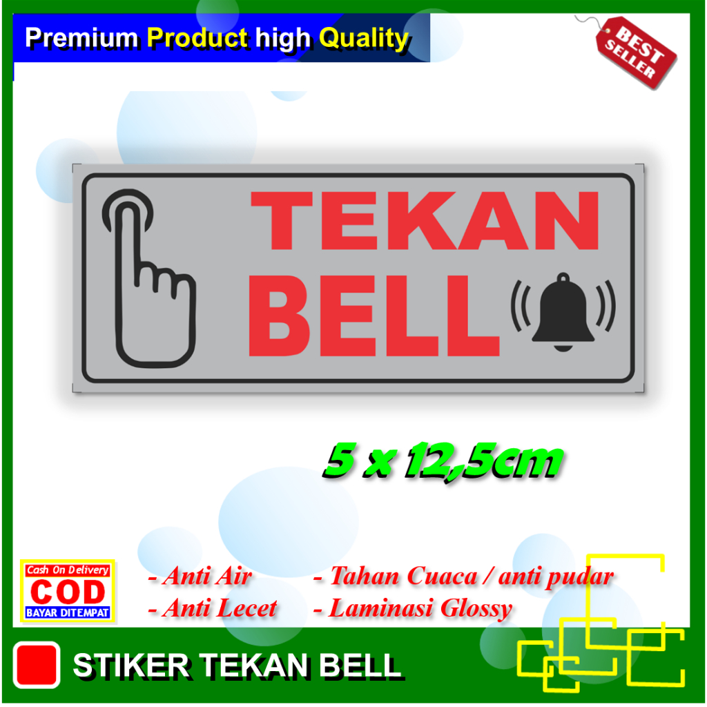 Jual Stiker tekan bell sticker lonceng bunyi pintu toko rumah | Shopee ...