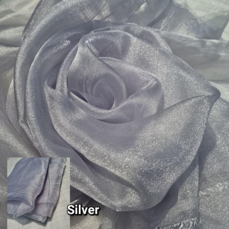 Jual kain organza pasir/crinkle metalik/sparle gliter/organza crystal ...
