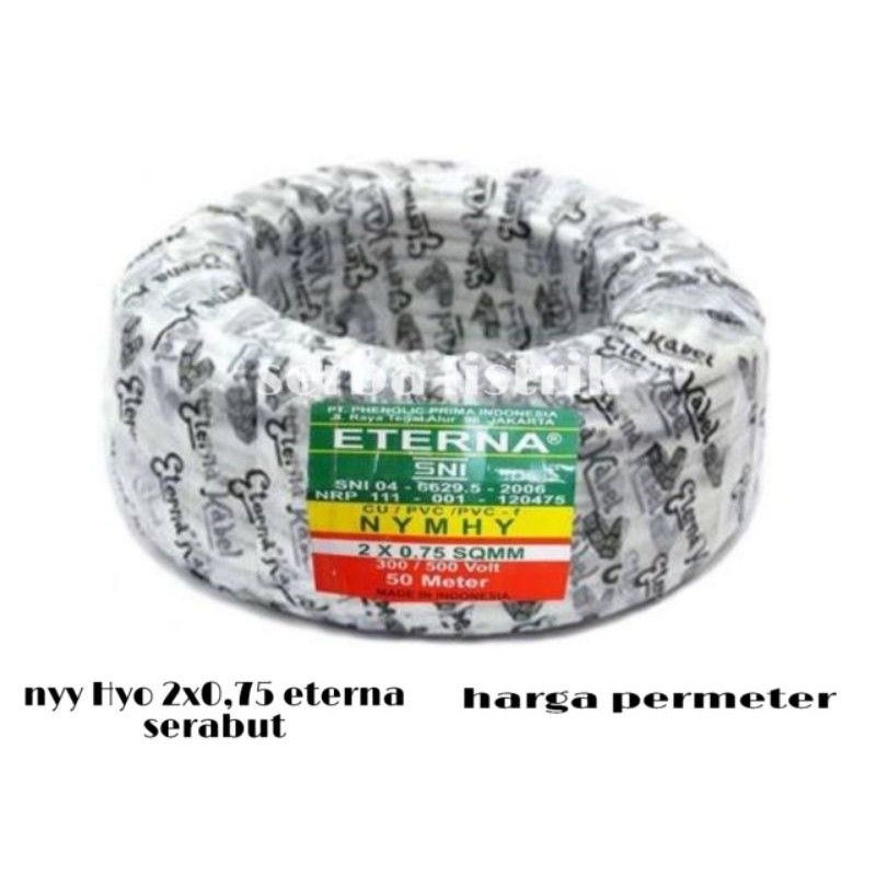 Jual Kabel Listrik Eterna Serabut 2x0.75mm Per Meter | Shopee Indonesia