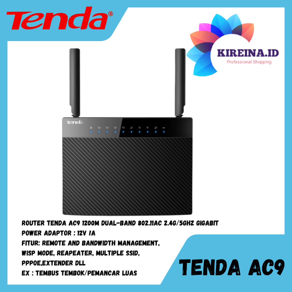 Jual ROUTER TENDA AC9 M1200 SMART DUAL-BAND 802.11AC 2,4G/5GHZ GIGABIT SECOND NEW LIKE | Shopee ...