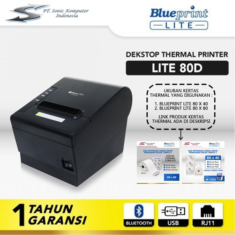 Jual Printer Kasir Thermal BLUEPRINT BP Lite80D USB Bluetooth RJ11 LITE ...