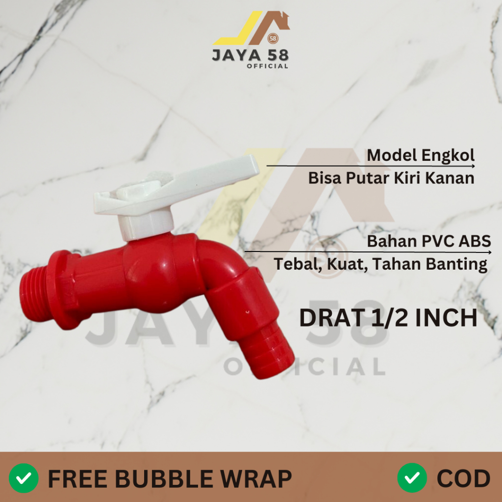 Jual Kran Air Plastik Tembok dan Taman PVC ABS Model Engkol 1/2 Inch ...