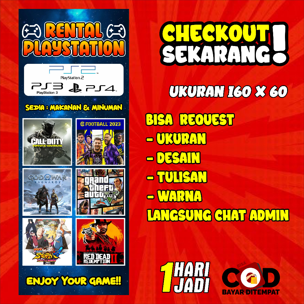 Jual Spanduk/Banner Berdiri Rental Ps Ukuran 160 X 60 | Shopee Indonesia