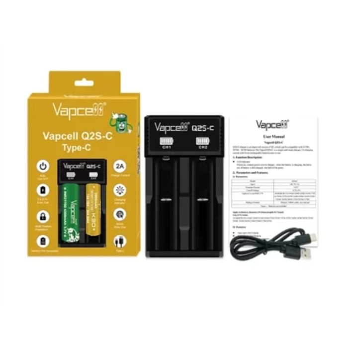 Jual VAPCELL Q2S 2 SLOTS TYPE - C BATTERY CHARGER BY VAPCELL Q2S ...