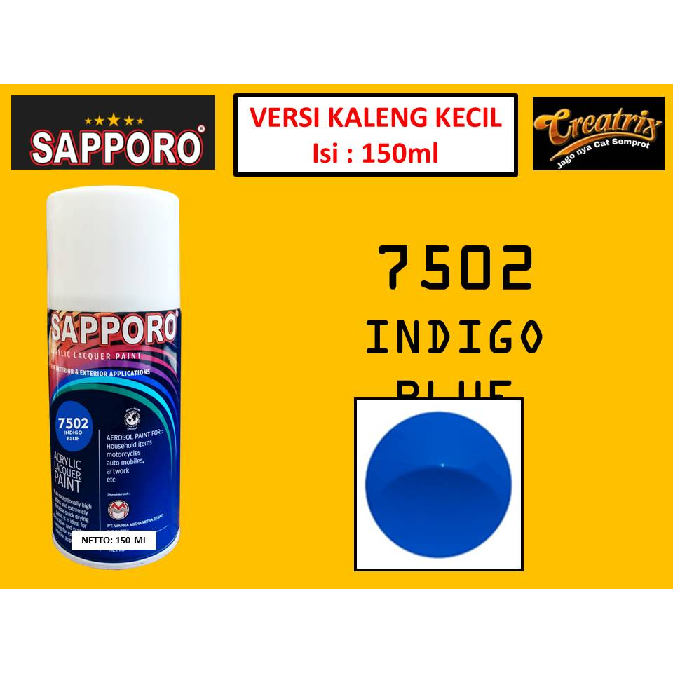 Jual Sapporo Paint Indigo Blue 7502/biru/cat semprot / pylox / pylok ...