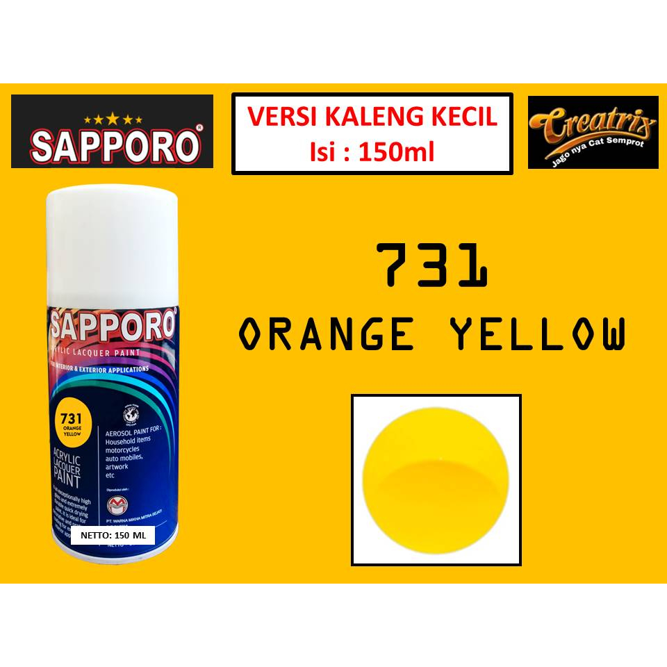 Jual Sapporo Paint Orange Yellow 731/ Kuning/ cat semprot/ pylox/150ml ...