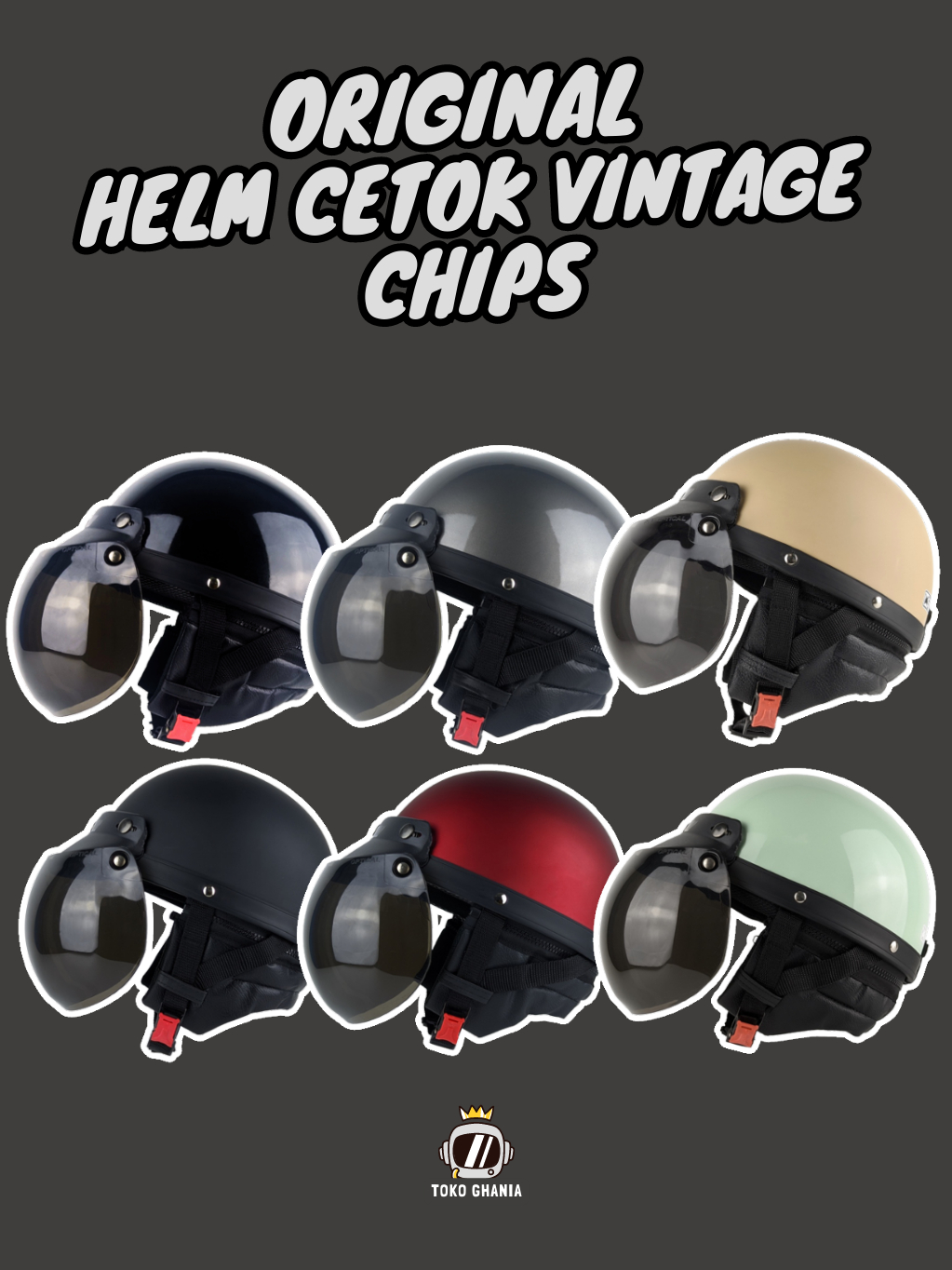 Jual ACN Helmet Helm Cetok Vintage Chips Vespa Bogo Setengah Kepala ...