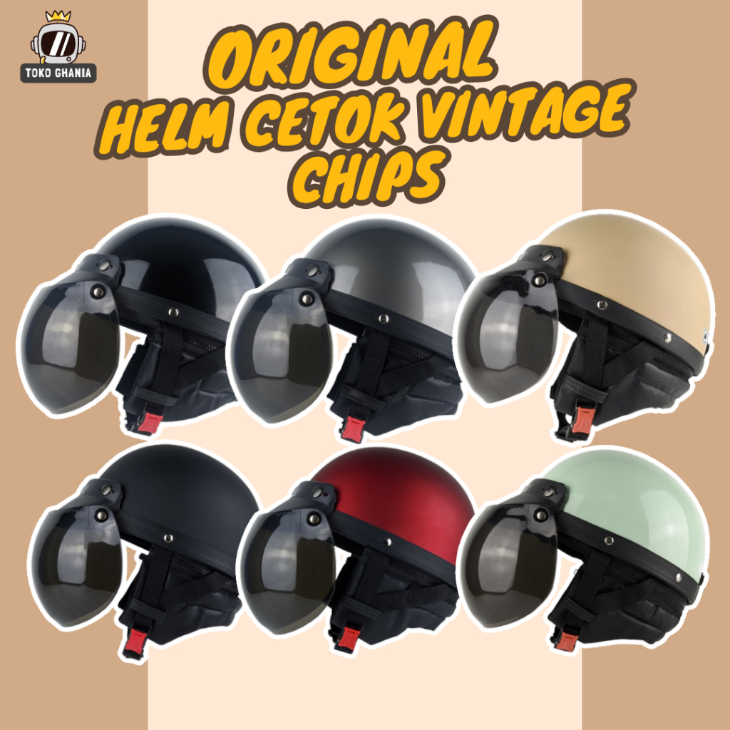 Jual ACN Helmet Helm Cetok Vintage Chips Vespa Bogo Setengah Kepala ...