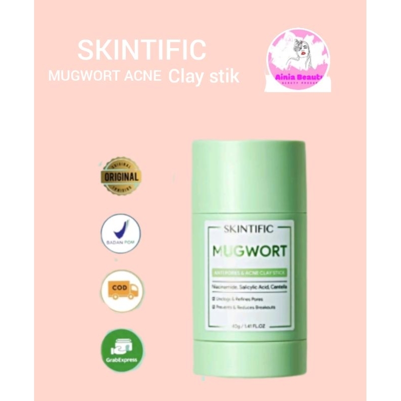 Jual SKINTIFIC Mugwort Anti Polres & Acne Clay STICK 40g Facial Mask ...