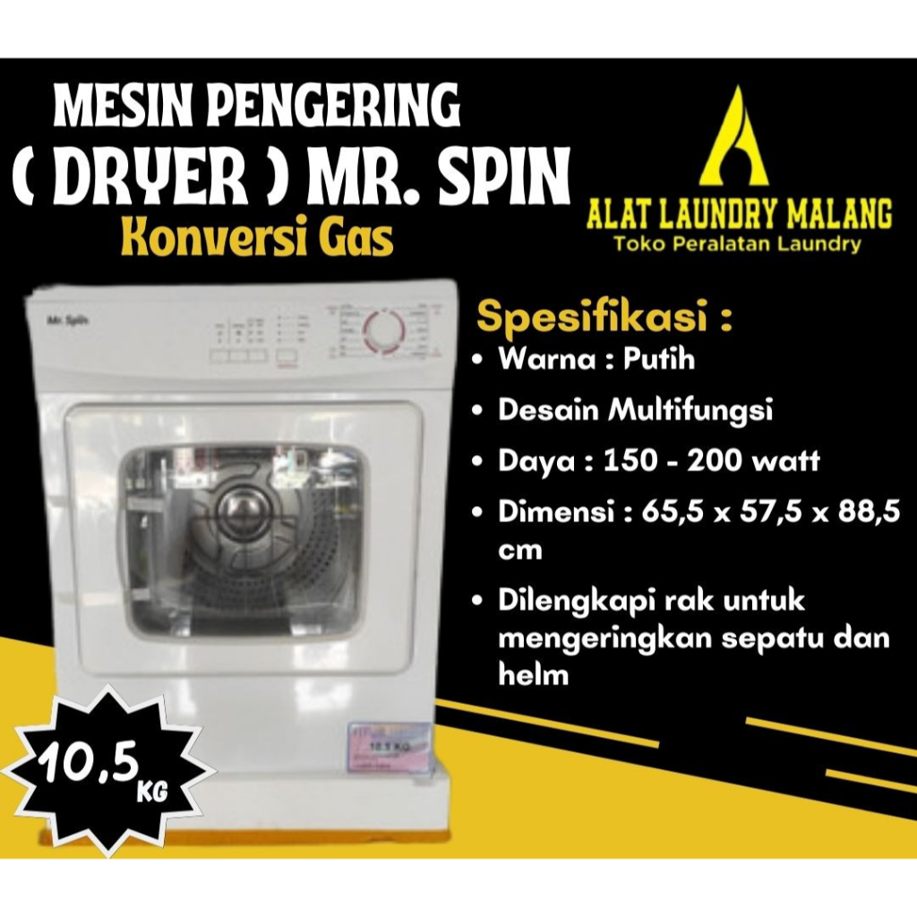 Jual Mesin Pengering / Dryer Mr. Spin 10,5 Kg - konversi gas - mesin laundry | Shopee Indonesia