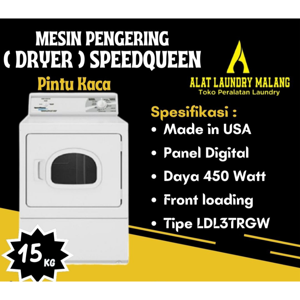 Jual MESIN PENGERING / DRYER SPEEDQUEEN 15 KG - PINTU KACA- mesin ...