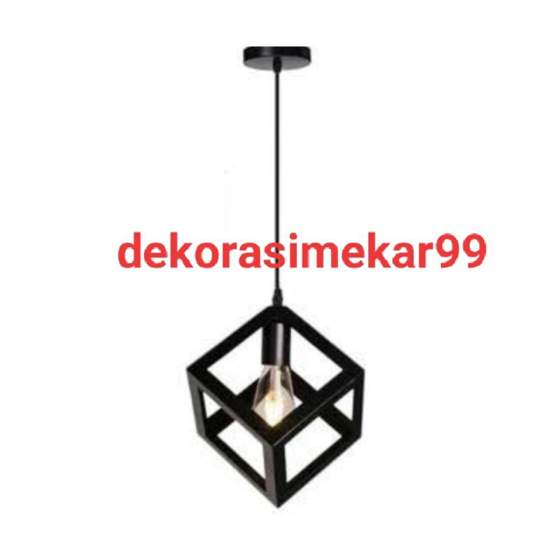 Jual kap lamapu hias gantung kubus cabang satu full set besi | Shopee ...