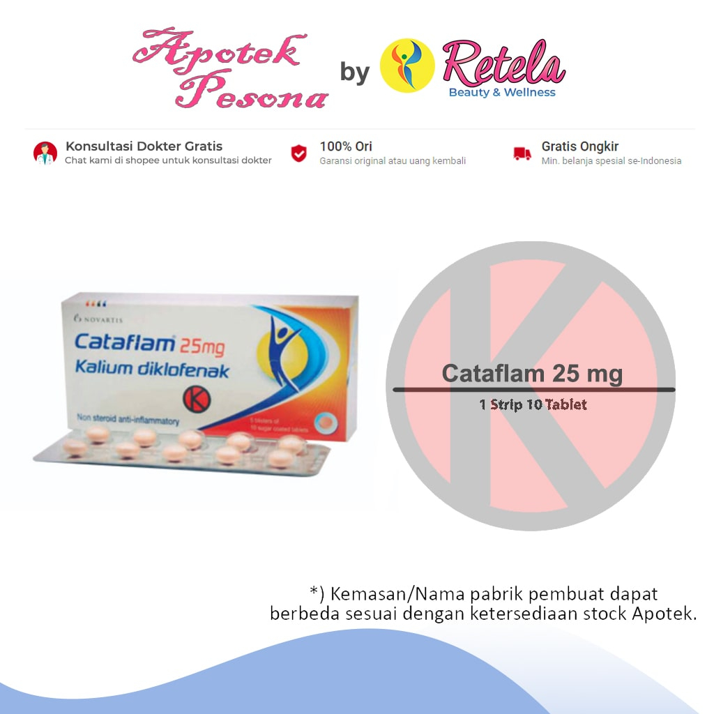 Jual CATAFLAM 25 MG 1 BLISTER 10 TABLET | Shopee Indonesia