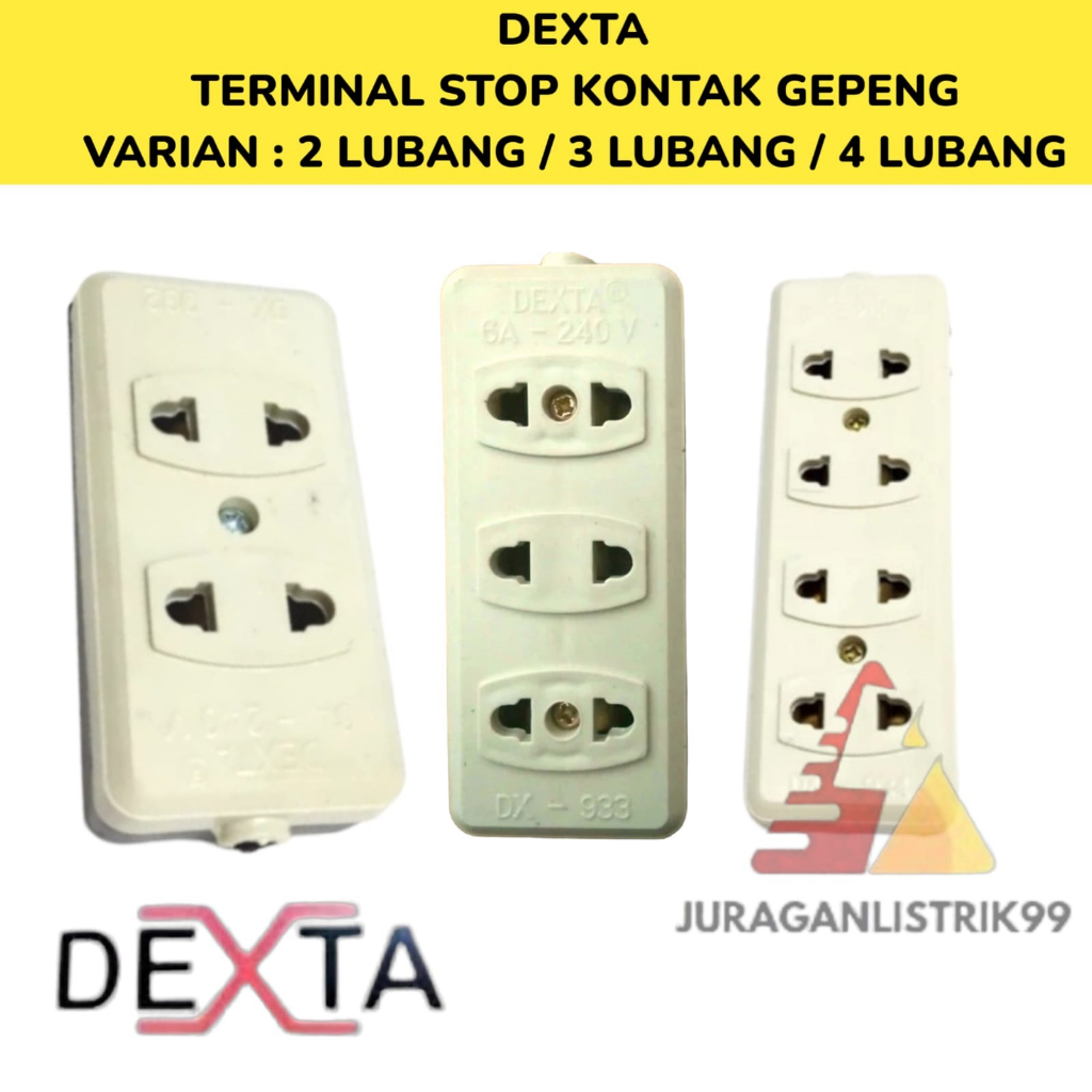 Jual DEXTA Terminal Stop Kontak Listrik Gepeng 2 3 4 Lubang DX932 DX933 ...