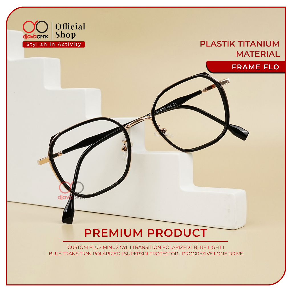 Jual DJAVA OPTIK - Frame Flo - Kacamata Bulat Supersin Bluelight Transition Protector Titanium ...