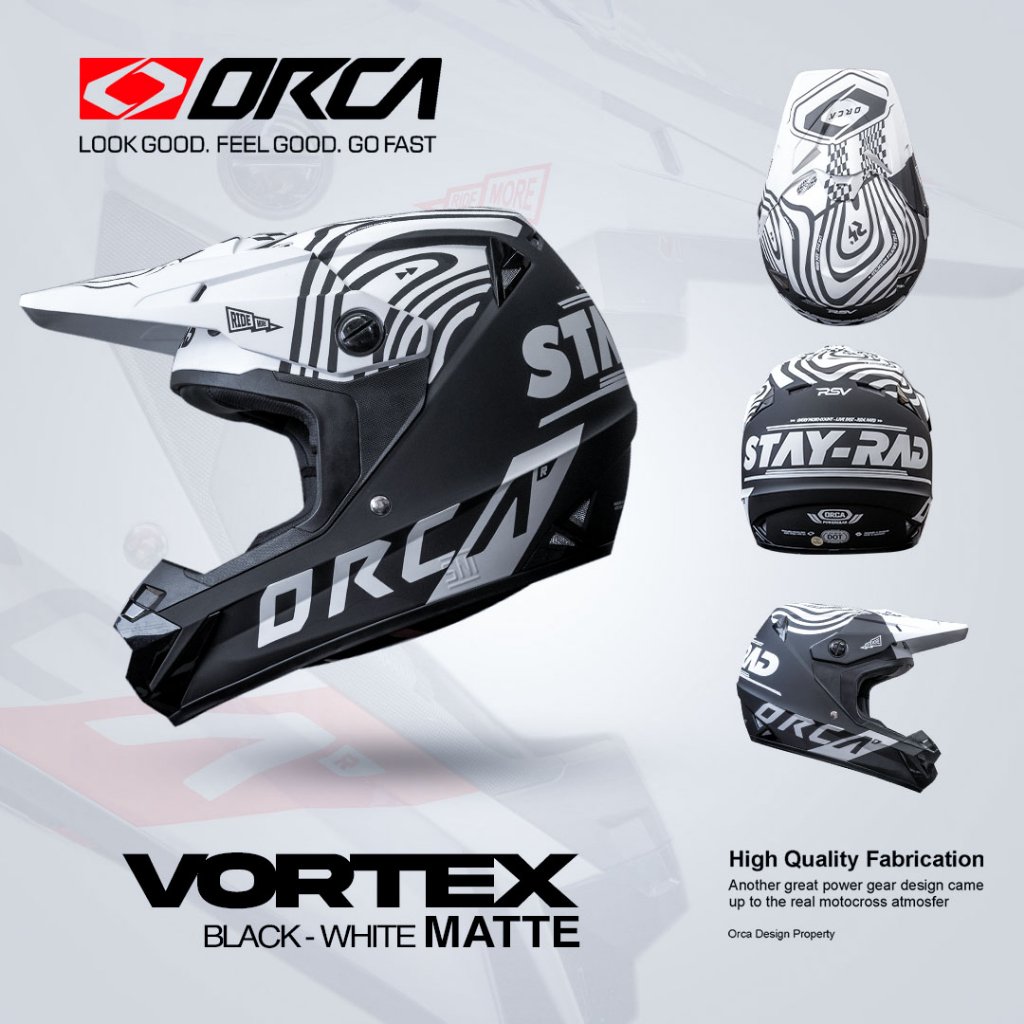Jual KSR ONEONENINE - HELM ORCA VORTEX BLACK WHITE MATTE | Shopee Indonesia