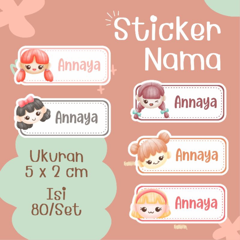 Jual Sticker Nama Karakter / Sticker Nama Custom / Sticker Mapel ...