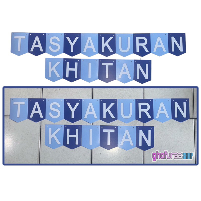 Jual Bunting Flag Tasyakuran Khitan warna biru custom warna 1 SET ...