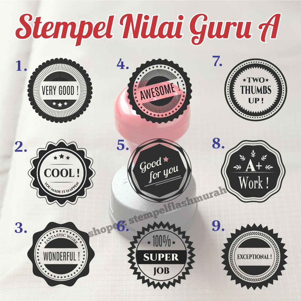 Jual stempel nilai penilaian guru A 35mm inggris english sekolah TK SD ...