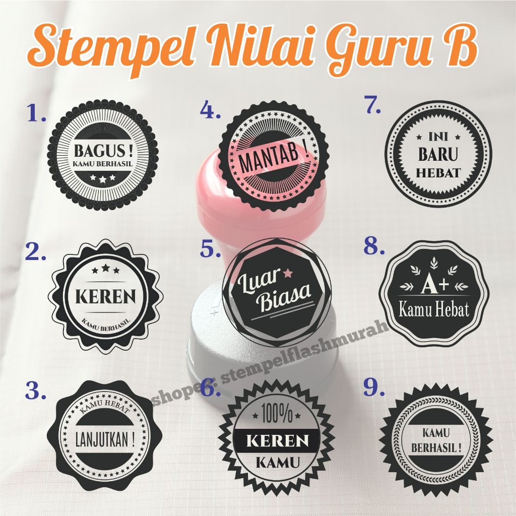 Jual stempel nilai penilaian guru B 35mm ujian PR ulangan sekolah TK SD ...