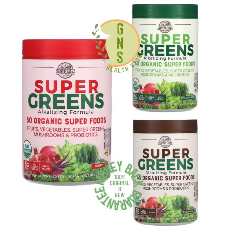 Jual Country Farms Super Greens 50 Organic Super Foods Alkalizing Vegan ...