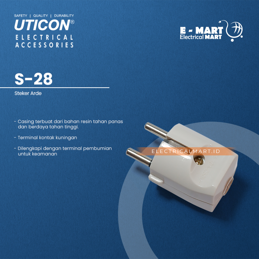 Jual UTICON STEKER ARDE S-28 Colokan Bulat Cream | Shopee Indonesia
