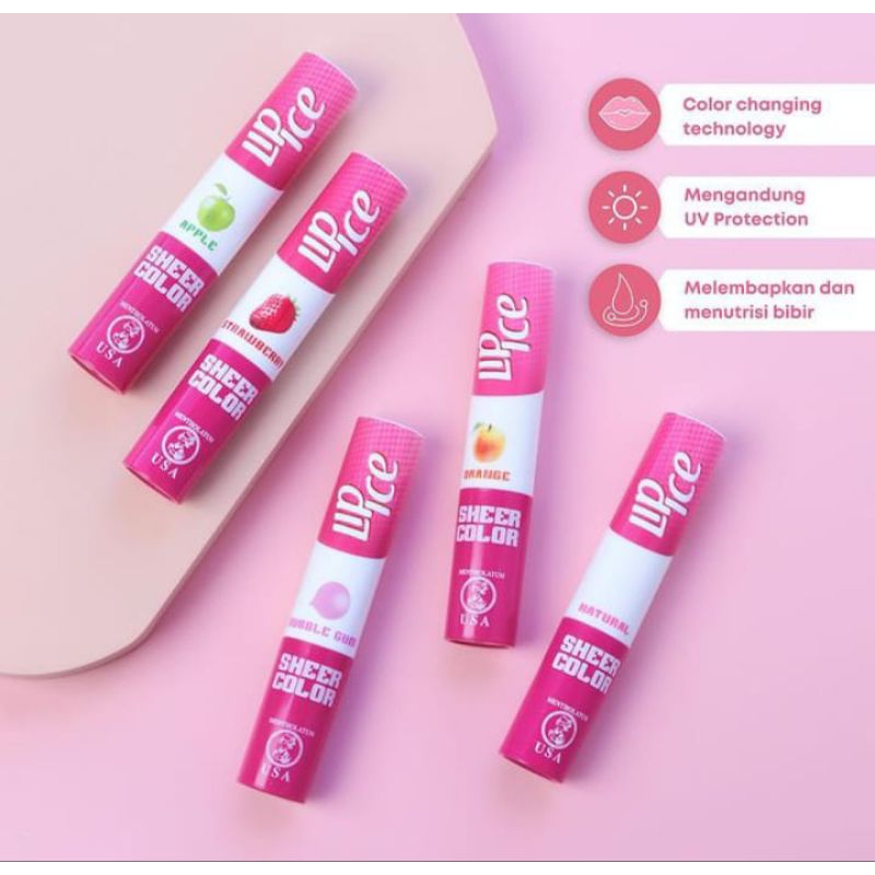 Jual Lip Ice Sheer Color Lip Blam Natural, Strawberry, Apple, Orange ...